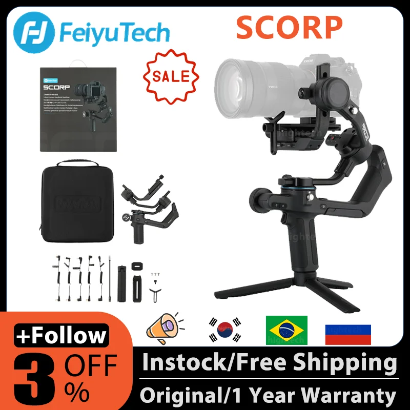FeiyuTech Feiyu SCORP 3-Axis Handheld Gimbal Stabilizer Handle Grip Display Screen for DSLR ...