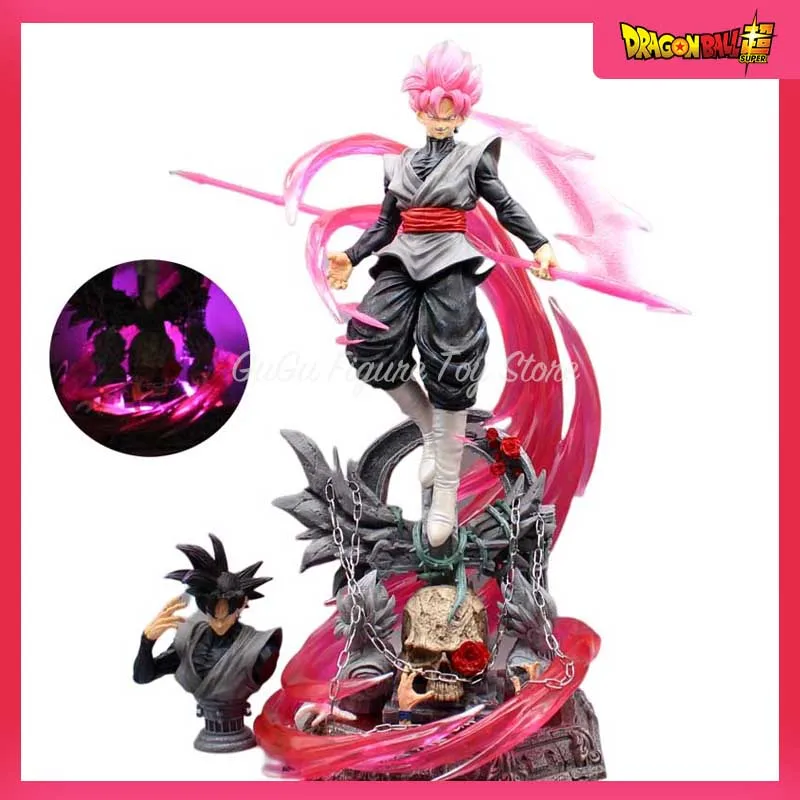 50cm Dragon Ball Z Son Goku Figure Zamasu Super Saiyan Rose Figures LED ...