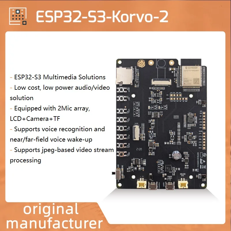 ESP32-S3-Korvo-2 placa de desenvolvimento multimídia, módulo embutido ESP32-S3, áudio/vídeo ...