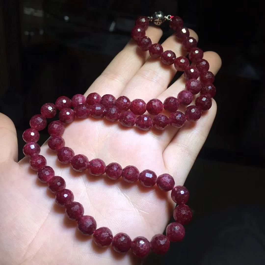 Natural-Red-Ruby-Gemstone-Faceted-Cut-Beads-Necklace-8mm-Stretch-Ruby ...