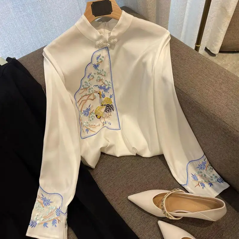 2023 chinese style traditional blouse oriental shirts vintage style ...