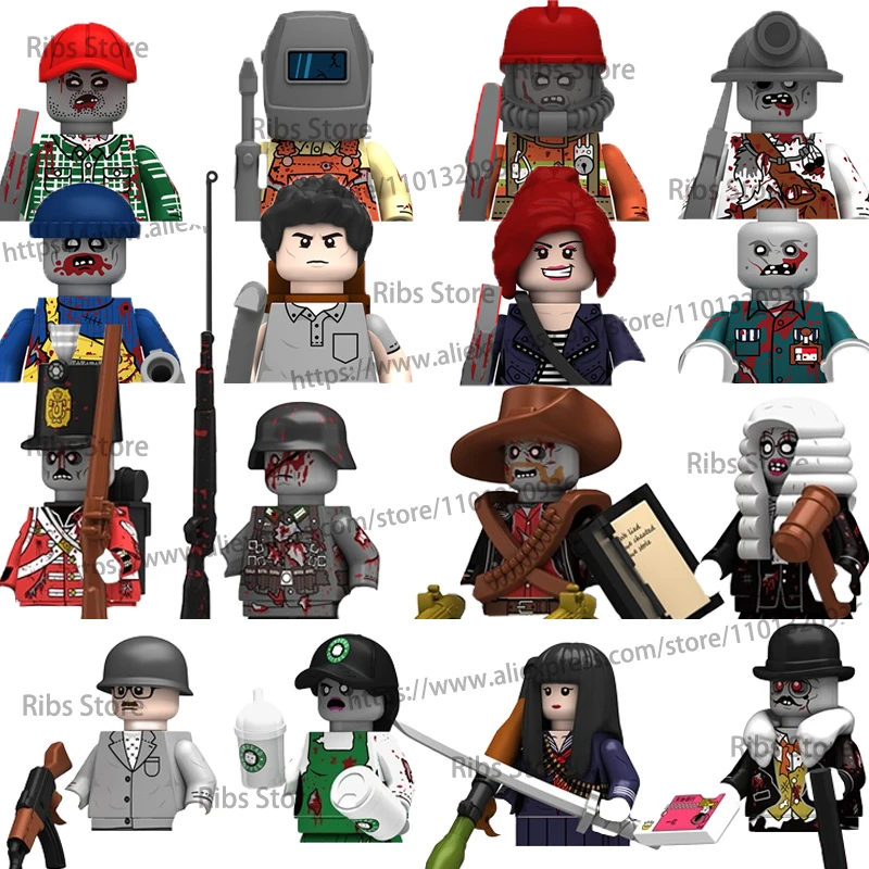 MOC-Halloween-Figures-Building-Blocks-Zombie-Army-Soldiers-Weapons ...