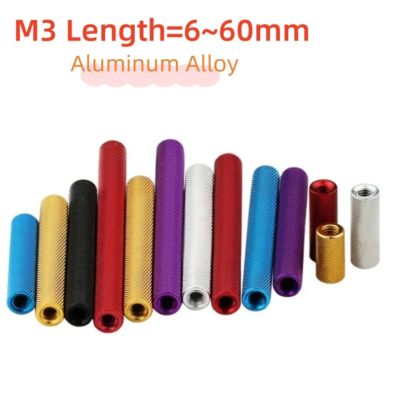 10pcs M3 Colourful Aluminum Knurled Spacer Standoff Length=6/8/10/12/15 ...