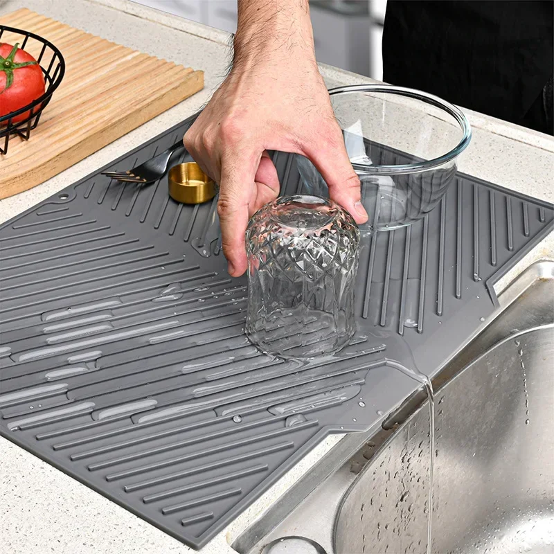 S/L Silicone Draining Board Mat, Dish Drying Pad, Folding Heat ...