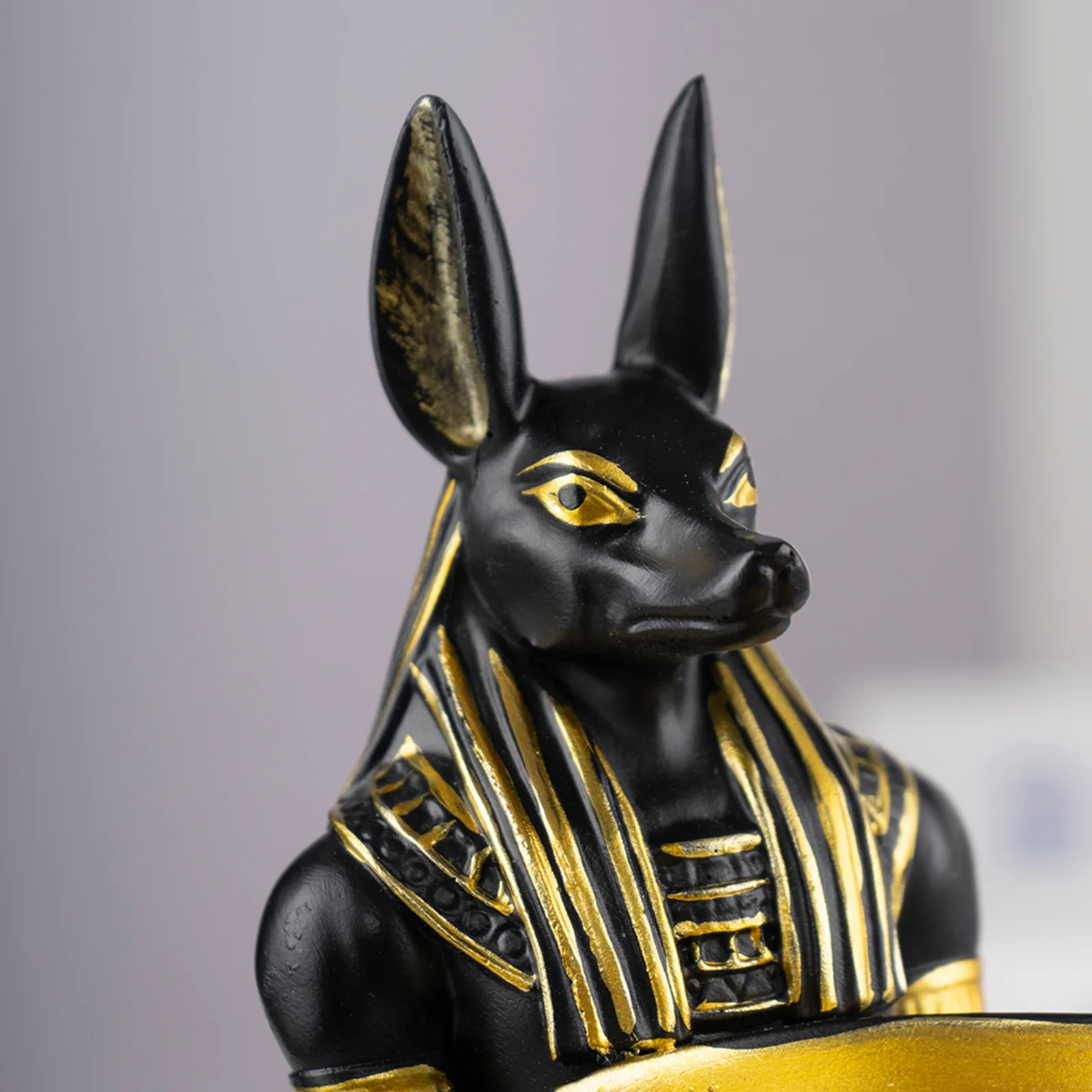 25cm Anubis Statue with Bowl Resin Egyptian God Figurine Ancient Egypt ...