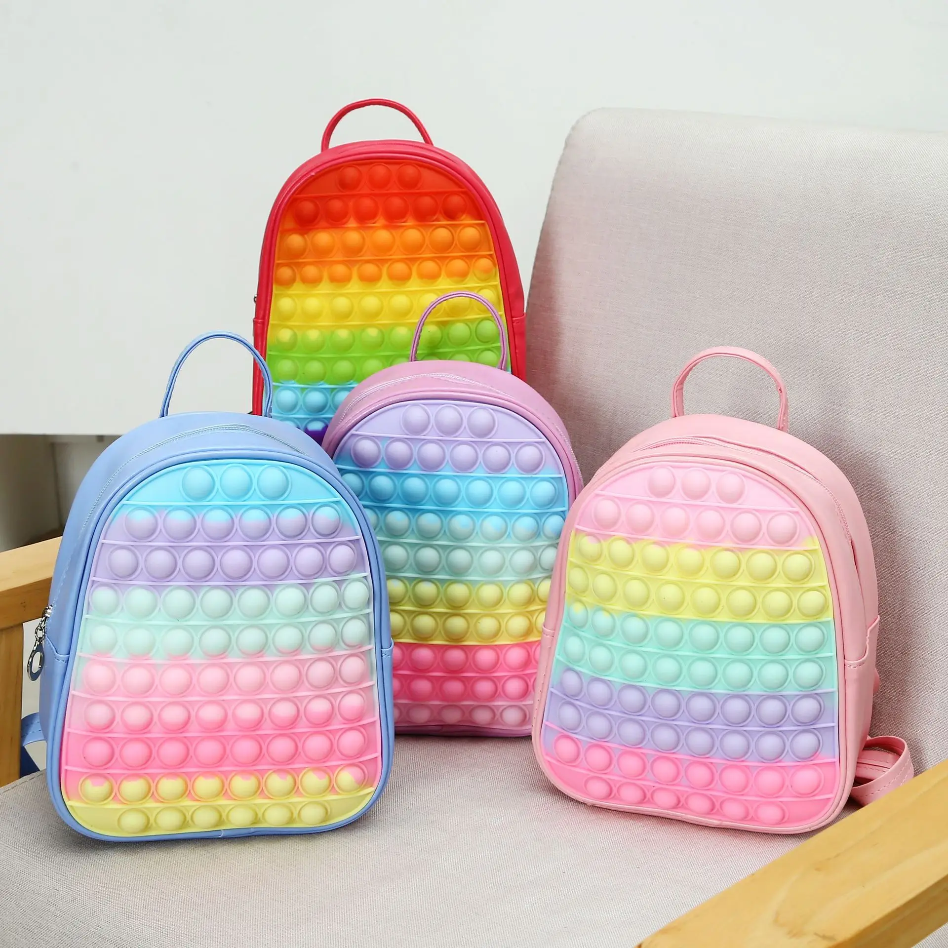Multi-Color Backpack Silicone Push Its Bubble Fidget Toys Student ...