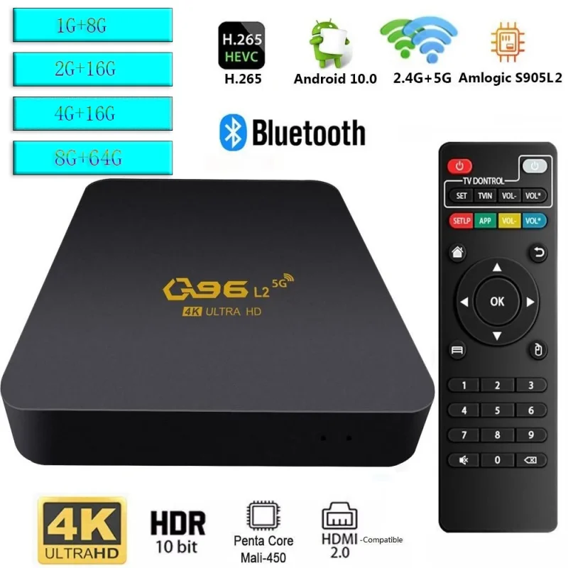 Caixa-de-TV-inteligente-Q96-L2-Quad-Core-Android-10-Amlogic-S905L2-2-4G ...