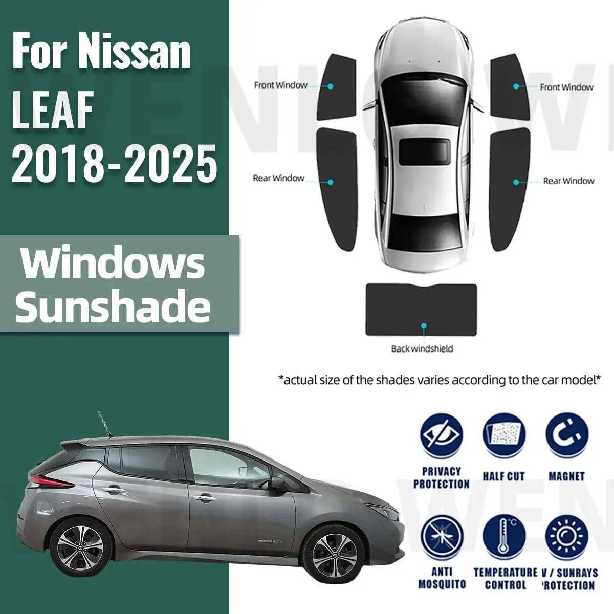 For Nissan LEAF 2018-2025 Magnetic Sun Shade Car Sun Visor Front ...