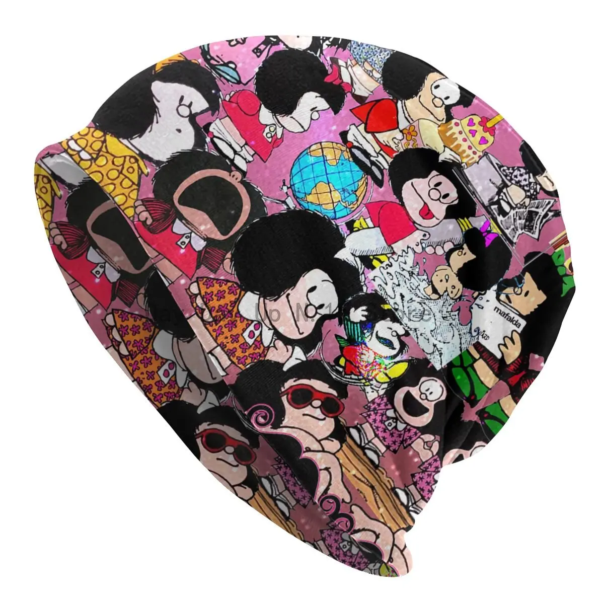 Vintage-Mafalda-Collage-Bonnet-Beanie-Knitting-Hat-Men-Women-Cartoon ...