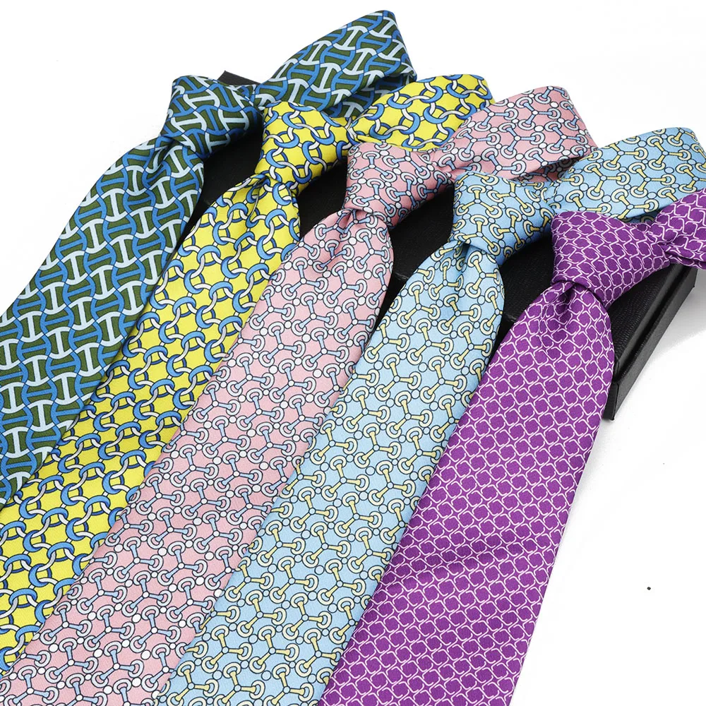 Soft Men's Imitation Silk 52 Colorful 8cm Lines Geometric Patterns ...