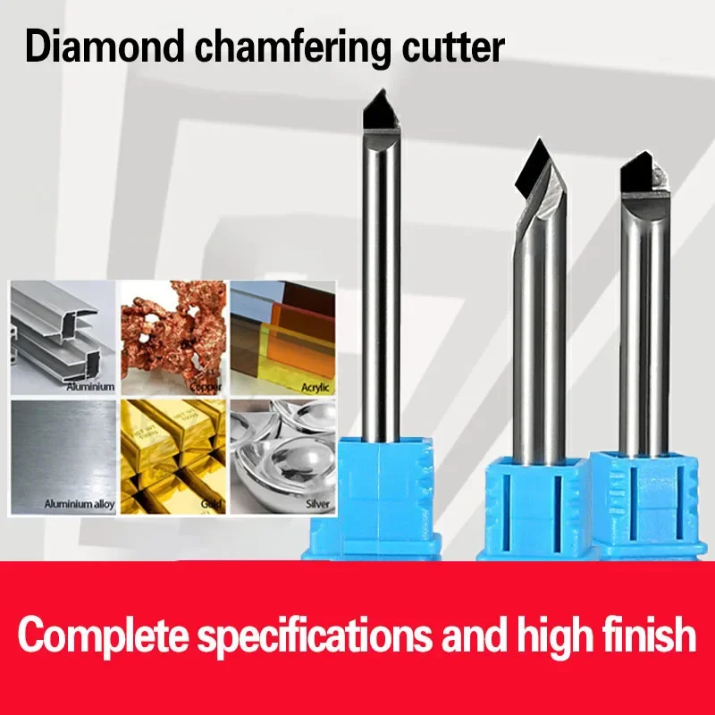 PCD Diamond Chamfer milling cutter High Hardness 80° 90° 120° 60 ...