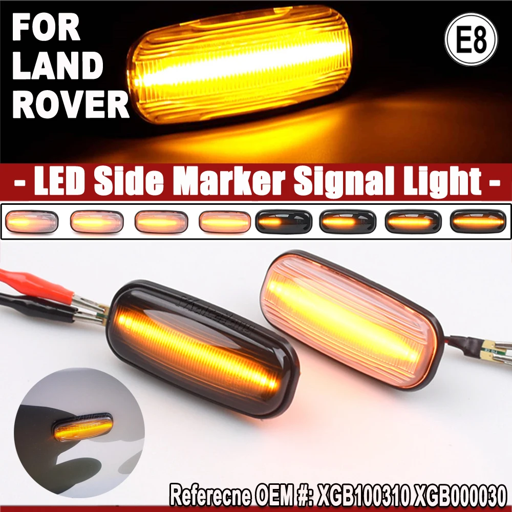 2Pcs-Smoked-Amber-Dynamic-Flowing-LED-Side-Marker-Light-For-Land-Rover ...
