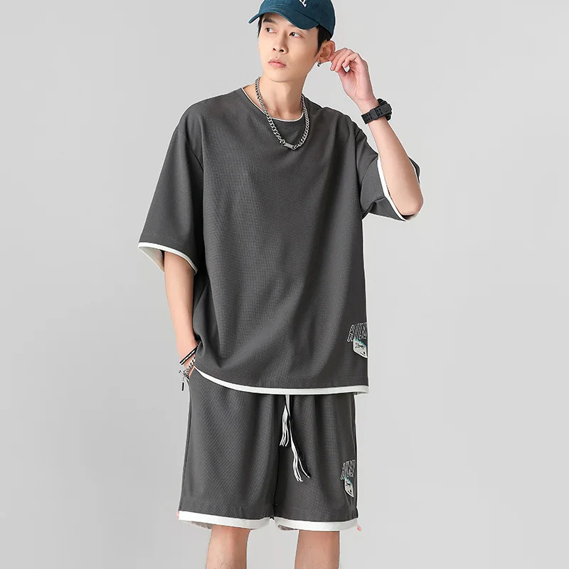 M-4XL-Plain-Color-Men-Tracksuits-Casual-2-Piece-Set-for-Men-Plus-Size-O ...