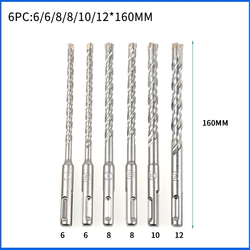 6pcs-6-12mmCross-Tips-4-Cutters-160mm-SDS-Plus-Drill-Bits-Set-YG8C ...