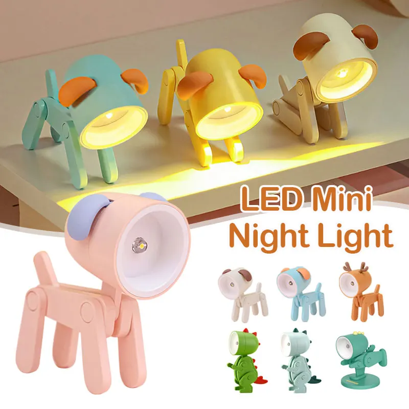 Mini lámpara con forma de Perro Kawaii, luz de noche plegable, luz de ...