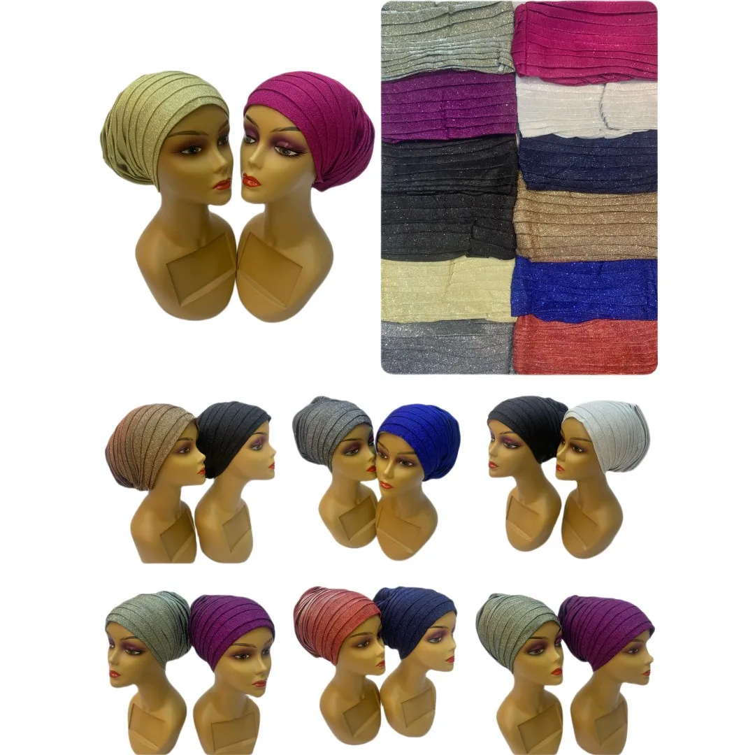 Muslim-Folding-Headdress-Turban-Cap-Glitter-Fabric-Inner-Hijabs-Bonnet ...