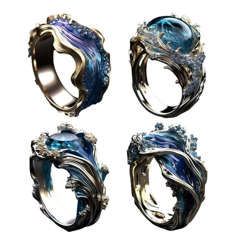 Ocean-Wave-Rings-Friendship-Rings-Women-Fashion-Accessory-Finger-Jewelry-Sea-Ring-Resin-Alloy ...