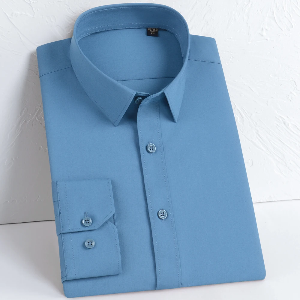 Men-s-Long-Sleeve-Non-iron-Slight-Strech-Basic-Dress-Shirts-Without ...