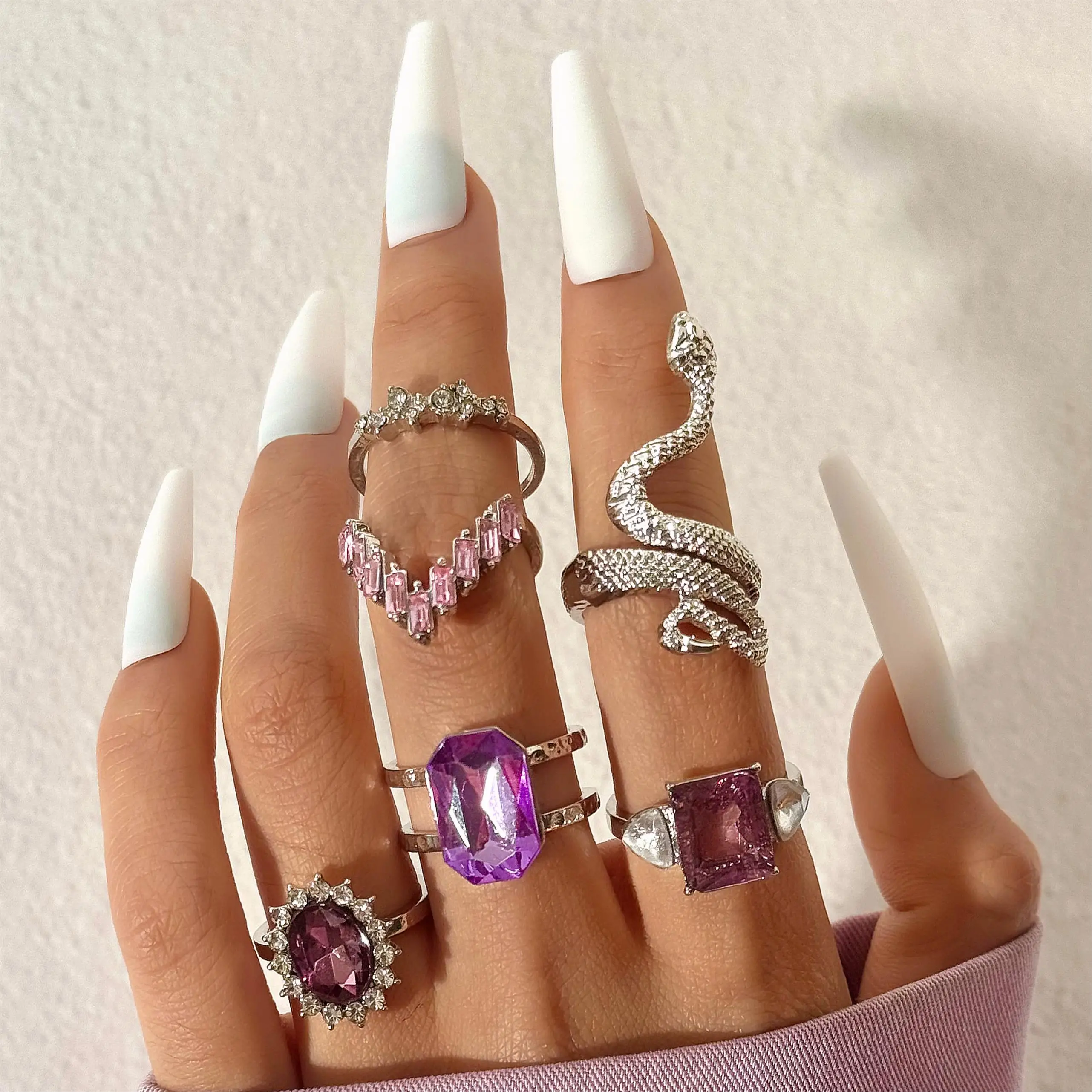 docona-Luxury-Purple-Rhinestone-Geometric-Finger-Sets-for-Women-Classic ...