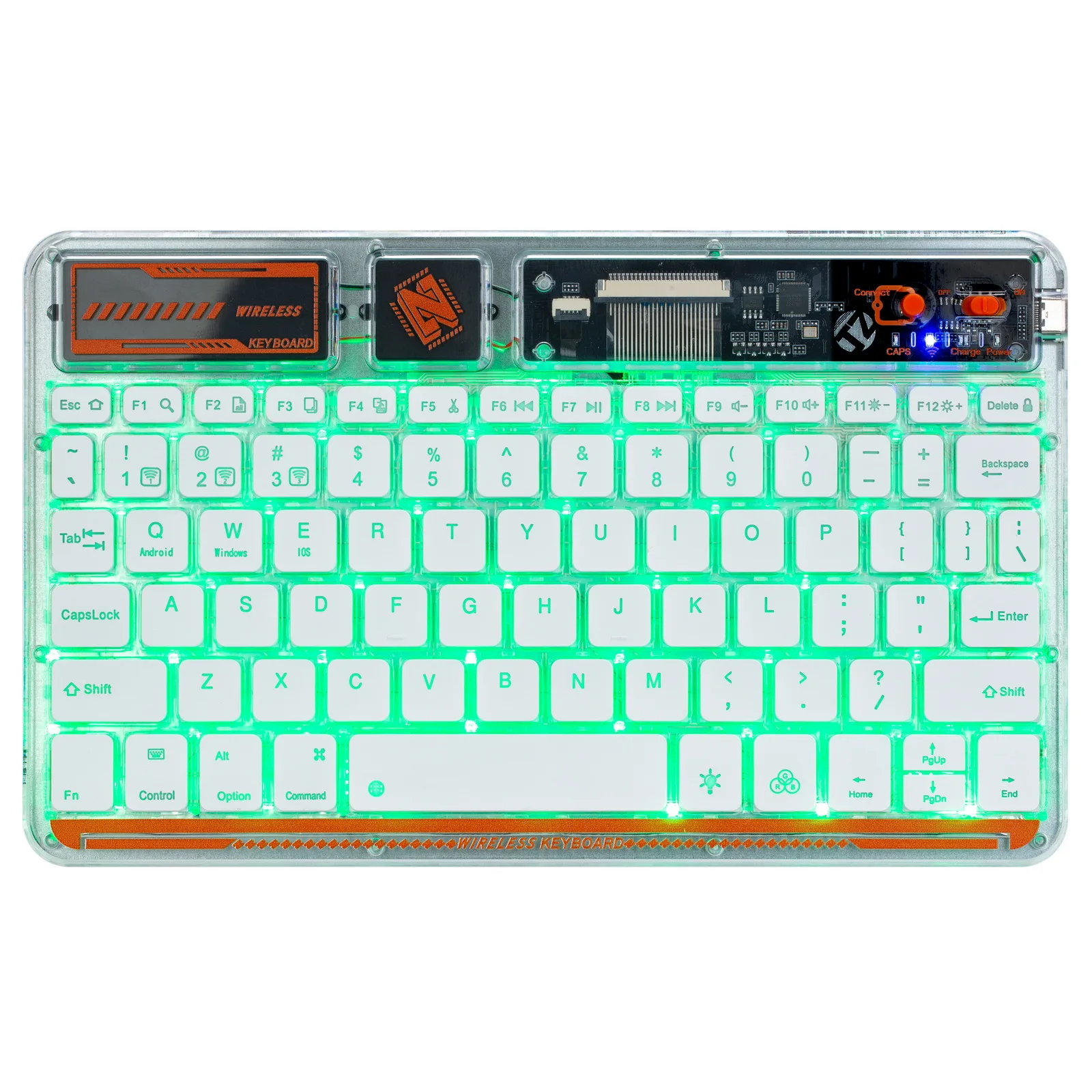 2023-New-Transparent-Wireless-Gaming-Keyboard-87-Keys-Rechargeable-USB ...