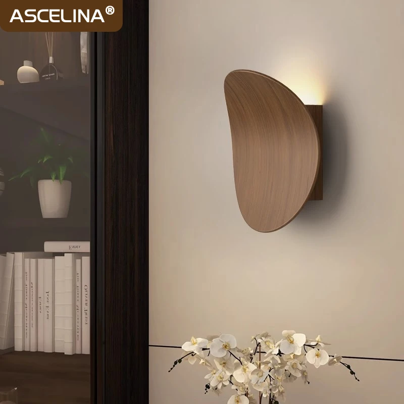 Nordic-Wood-Wall-Lamp-Minimalist-LED-Round-Light-For-Bedroom-Living ...