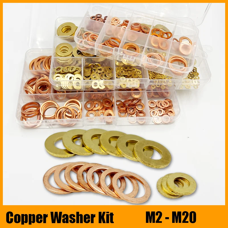Brass-Copper-Crush-Sealing-Washer-Flat-Seal-Ring-Plain-Washer-for-Screw ...