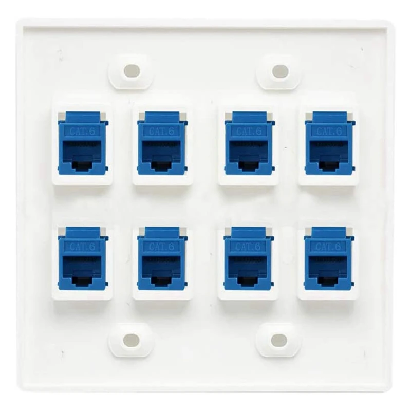 3X-Ethernet-Wall-Plate-8-Port-Double-Gang-Cat6-RJ45-Keystone-Jack ...