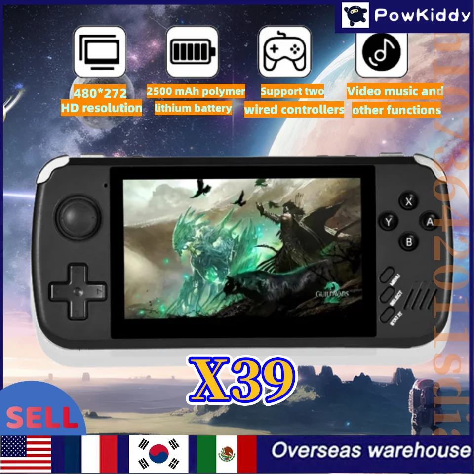 HOT POWKIDDY X39 Portable 4.3 Inch Handheld Video Games Consoles CPU ...