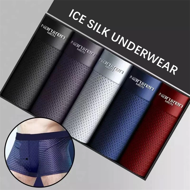 Mens Boxers Ice Silk Underwear | Breathable Ice Silk Boxer Men - 5pcs ...