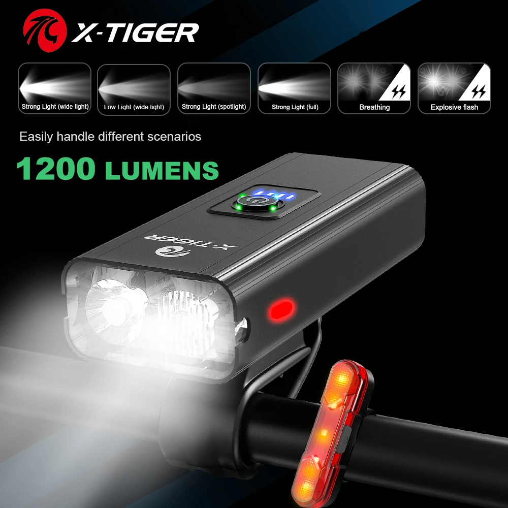 X-tiger Bicycle Light Set Rainproof Headlight + Tail Light Usb Charging ...