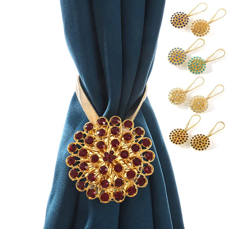 Accessoires de rideaux,L-as show--1 pièce de strass en forme de fleur, attache de rideau ...