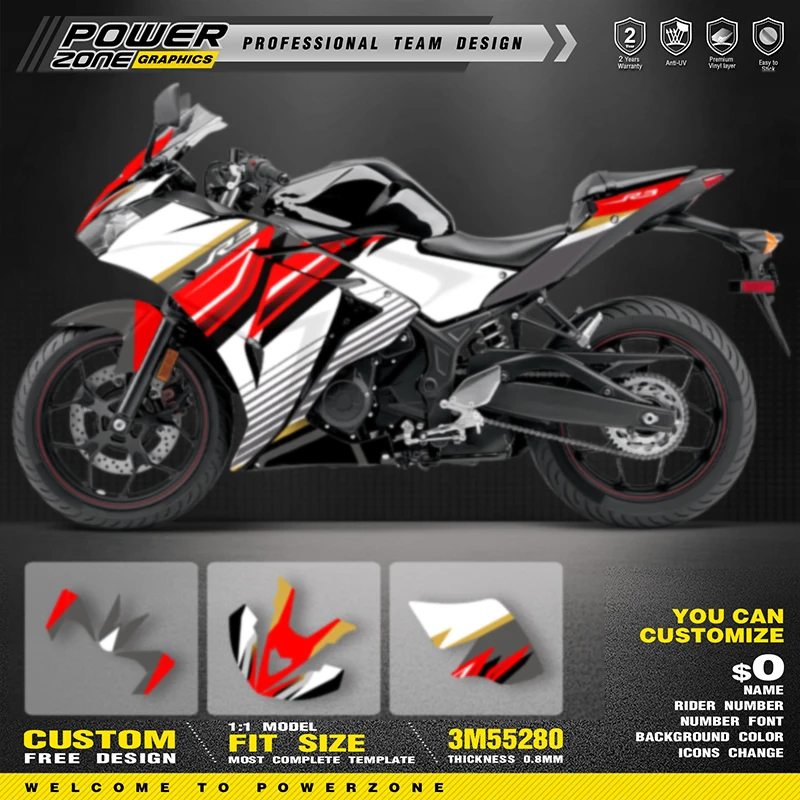 PowerZone Custom Team Graphics Backgrounds Decals For 3M Stickers Kit ...