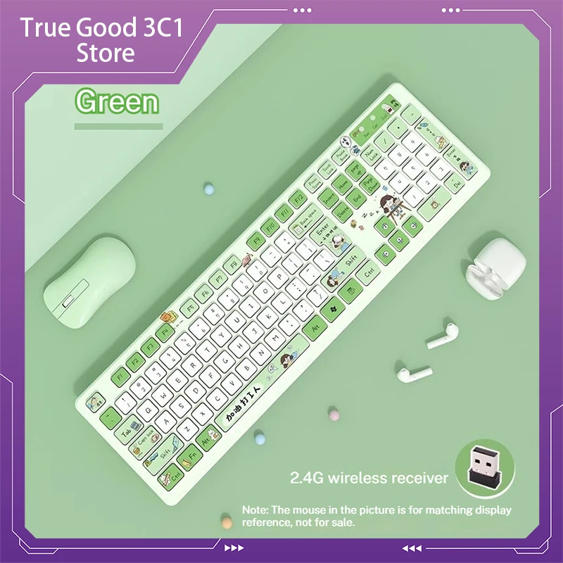 Mute-Keyboard-Laptop-Bluetooth-Wireless-Wired-Keyboard-104key-Abs-Girls ...