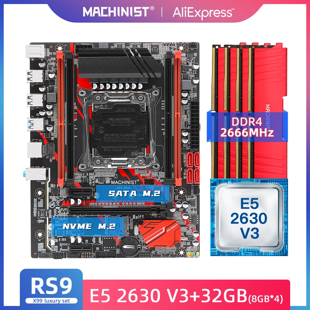 MACHINIST X99 Motherboard Set With Intel Xeon E5 2630 V3 CPU Kit ...