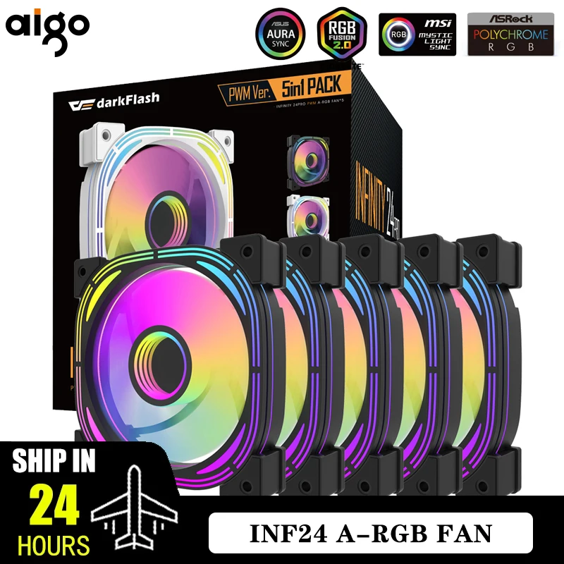 Aigo-IF24-RGB-FAN-120mm-Pc-Computer-Case-Fan-PWM-12cm-White-CPU-Water ...
