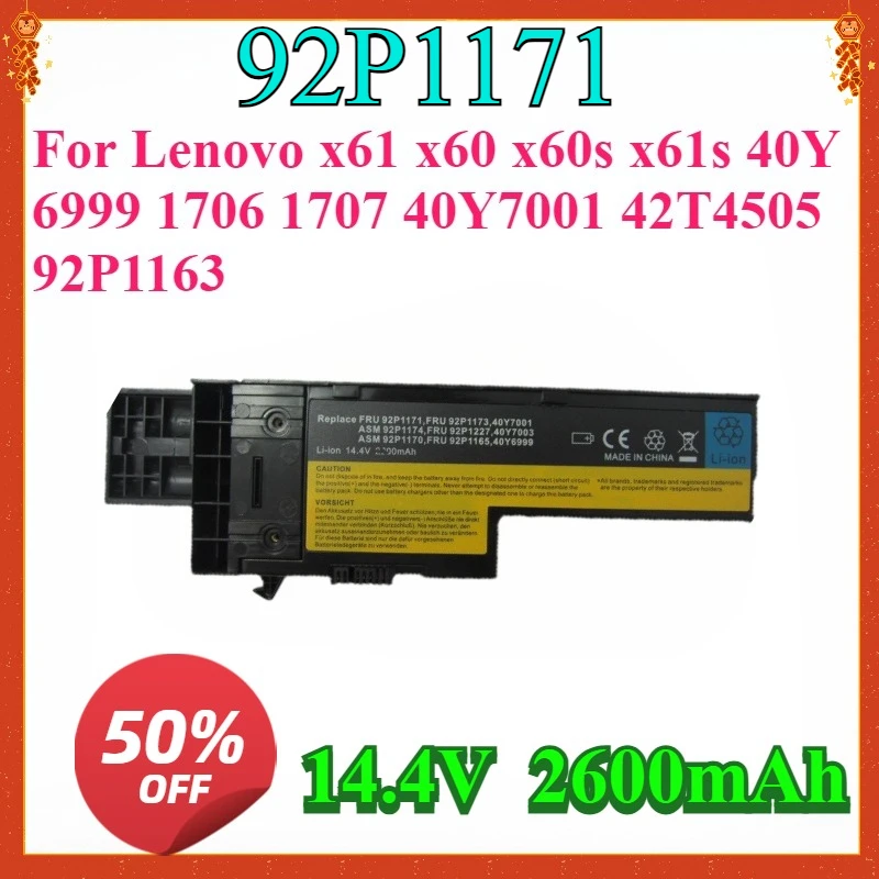 14.4V New Laptop Battery for Lenovo x61 x60 x60s x61s 40Y6999 1706 1707 ...