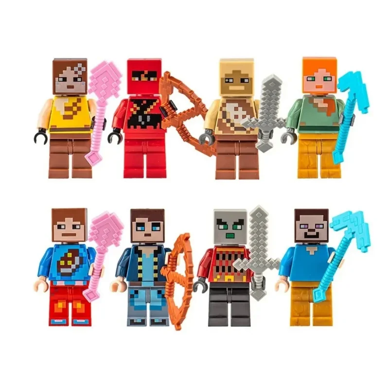 DIY-My-World-Game-Steve-Creeper-Pixel-Characters-Garage-Kit-figuras ...