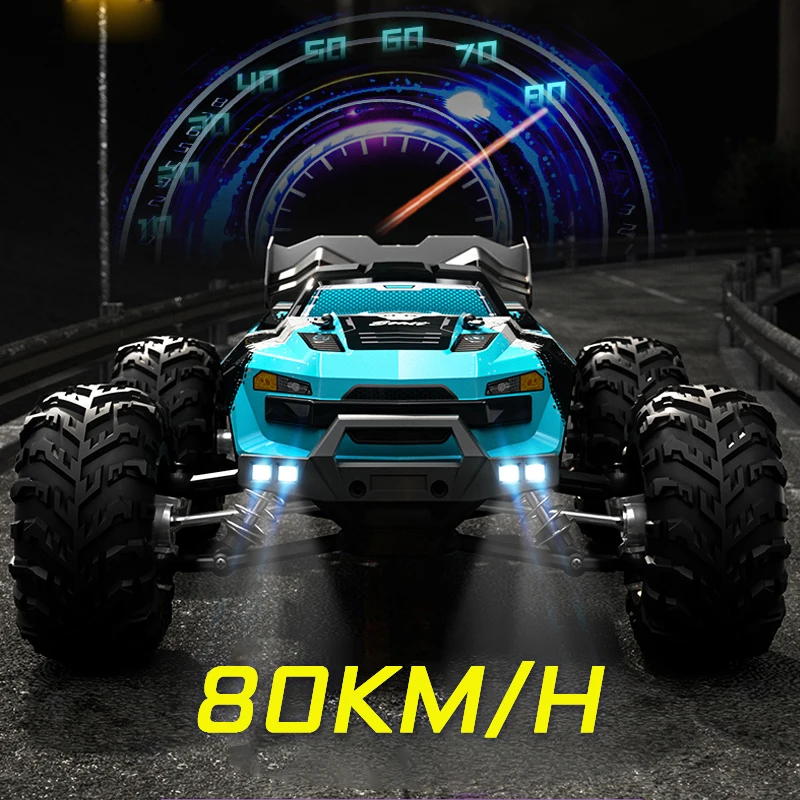 Carro de controle remoto com LED para meninos, alta velocidade Off Road Drift Simulation Car, 80 ...