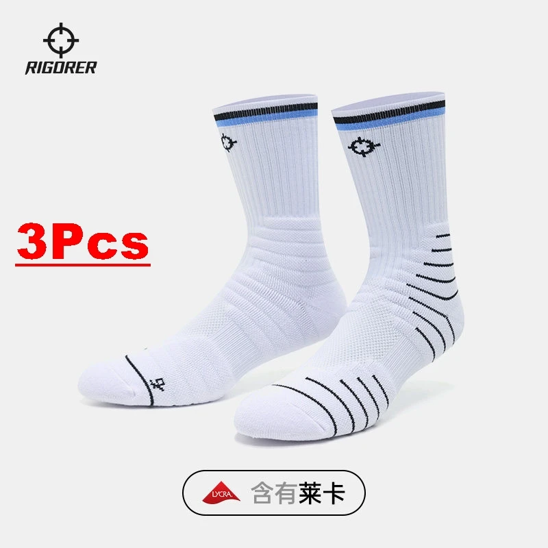 3Pcs RIGORER Men's Basketball Socks - Thin, Breathable, Mid-Calf, Terry ...