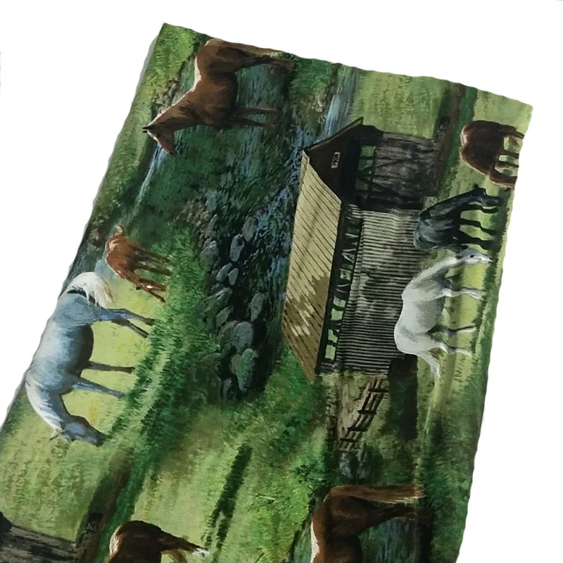 Vivid-Green-Grass-Horse-dicetak-kain-katun-50x105cm-kain-Patchwork ...
