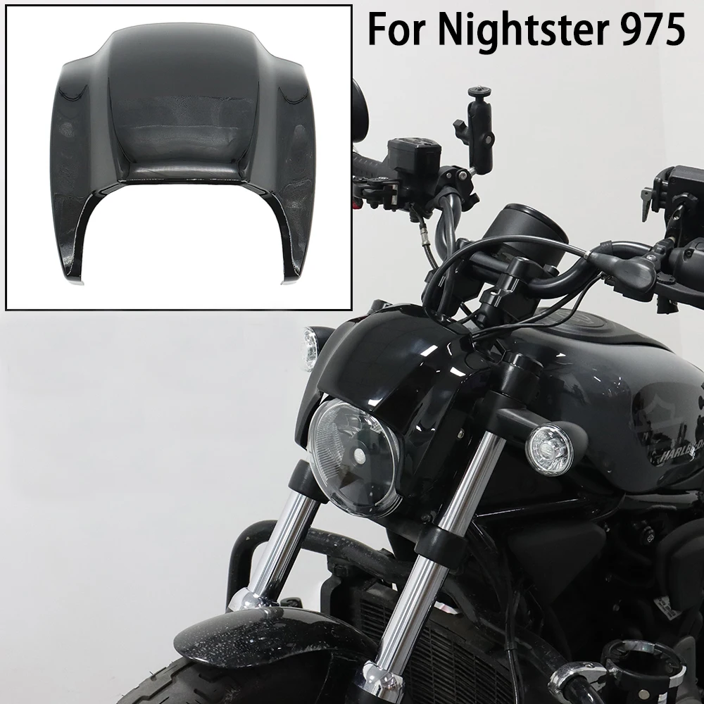 Motorcycle-Gloss-Black-Front-Mask-Headlight-Fairing-Cover-FOR-Harley ...