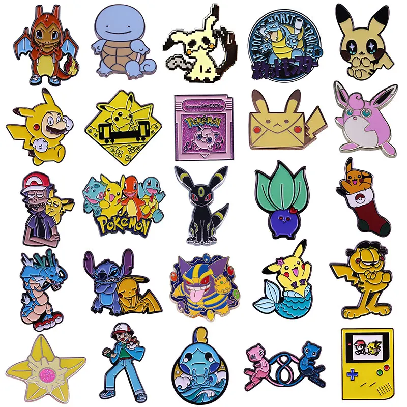 Cartoon-Anime-Pokemon-Enamel-Pins-Pikachu-Metal-Brooch-Badge-Fashion ...