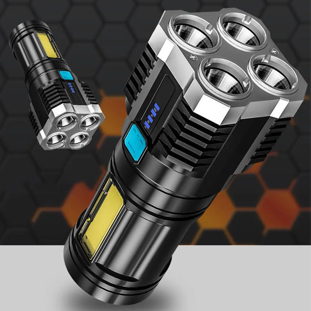 Powerful-LED-Flashlight-COB-Side-Light-USB-Charging-Handheld-LED-Torch ...