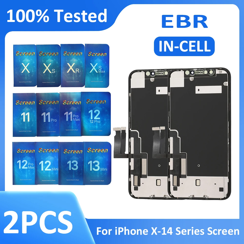 2PCS EBR Incell For iPhone X XS Max 11 12 Pro Max 13 14 LCD Display ...