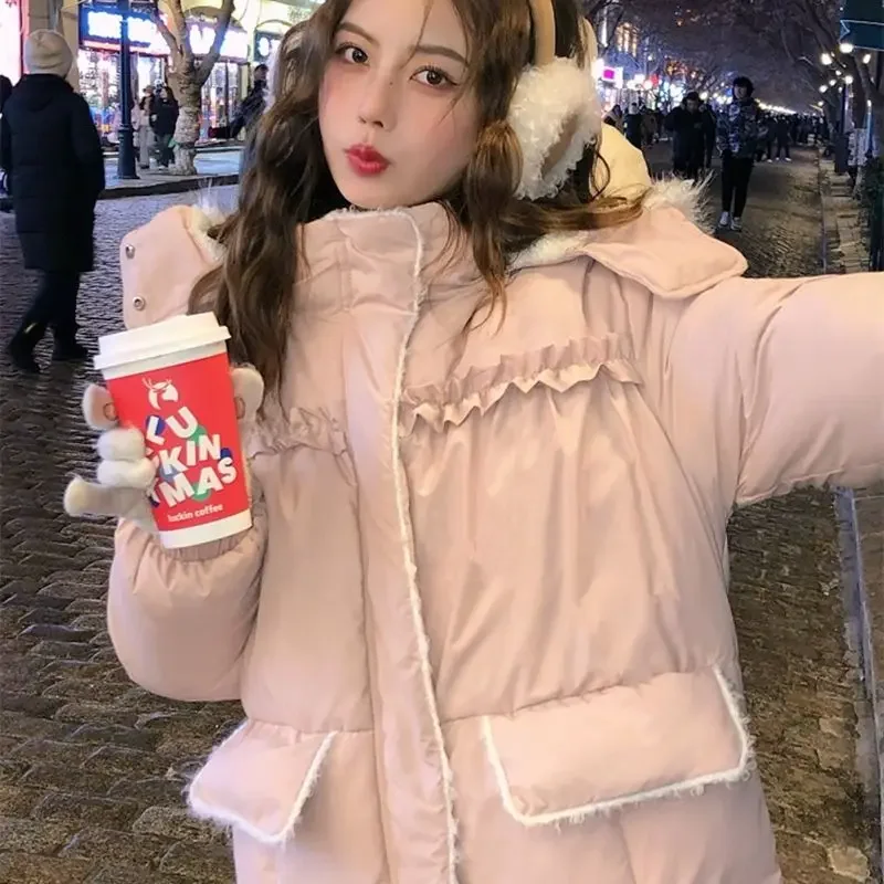 Winter Clothes Pink Cotton Quilted Jacket Women Winter Coat New Hooded ...