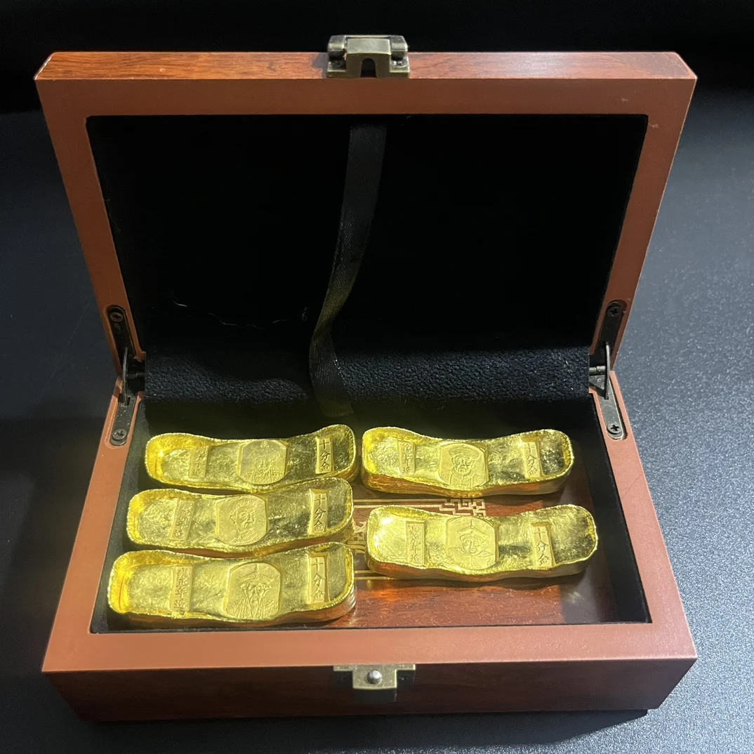 Pure-Copper-Gold-plated-Five-Emperors-Small-Gold-Bars-Exquisite-Home ...