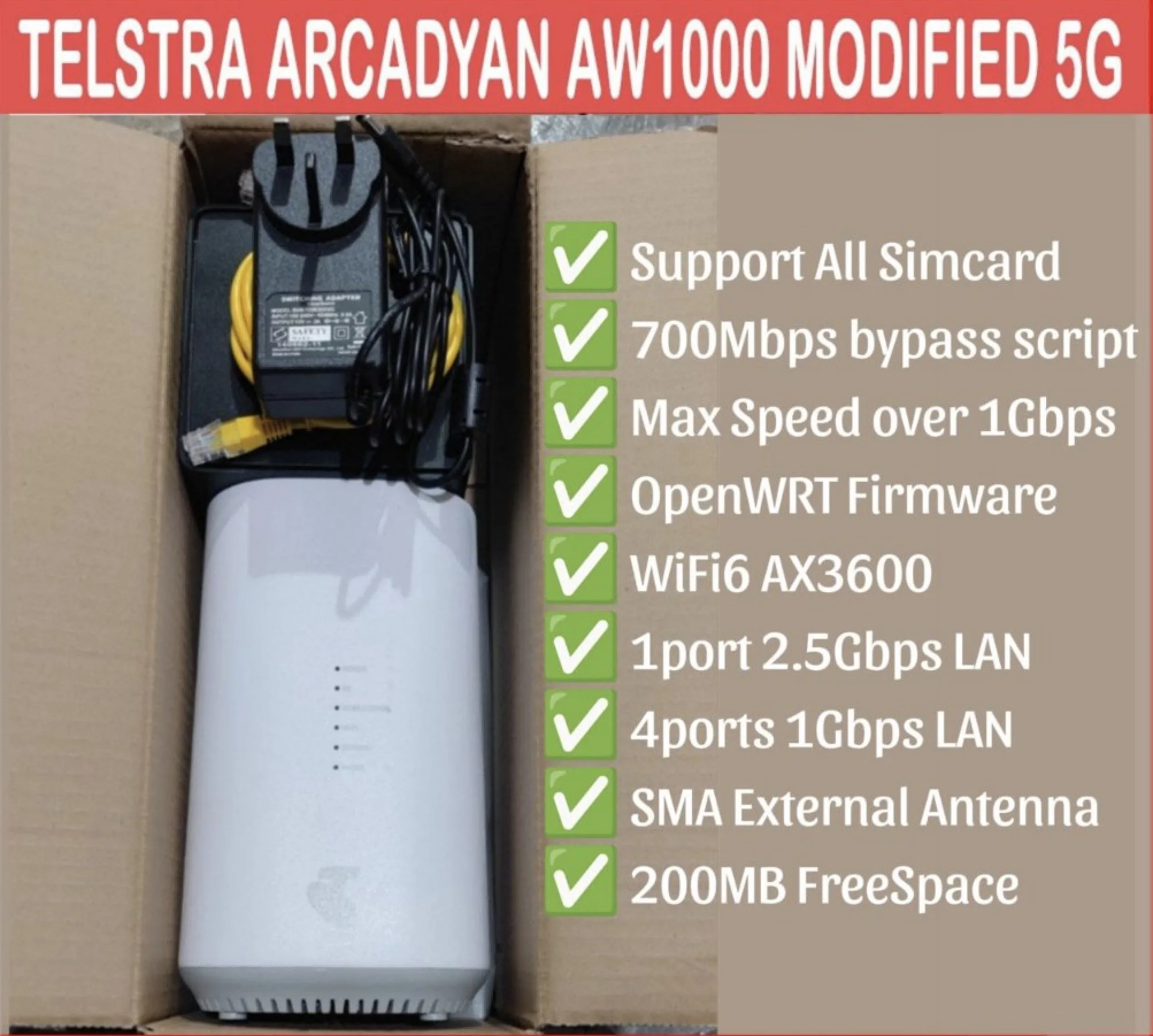 Arcadyan-Telstra-5G-Home-Modem-desbloqueado-AW1000-Wi-Fi-6-AX3600-5G ...