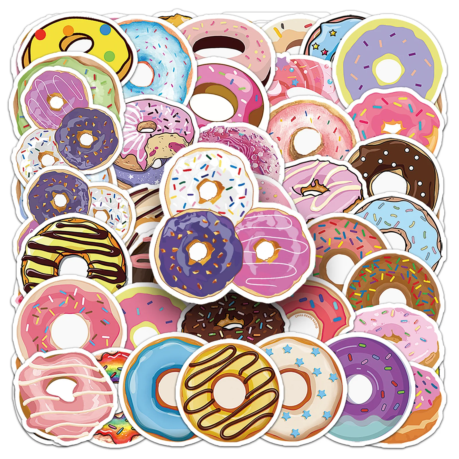 10-50PCS-Cartoon-Donut-Sticker-Graffiti-Cup-Phone-Luggage-Desk ...