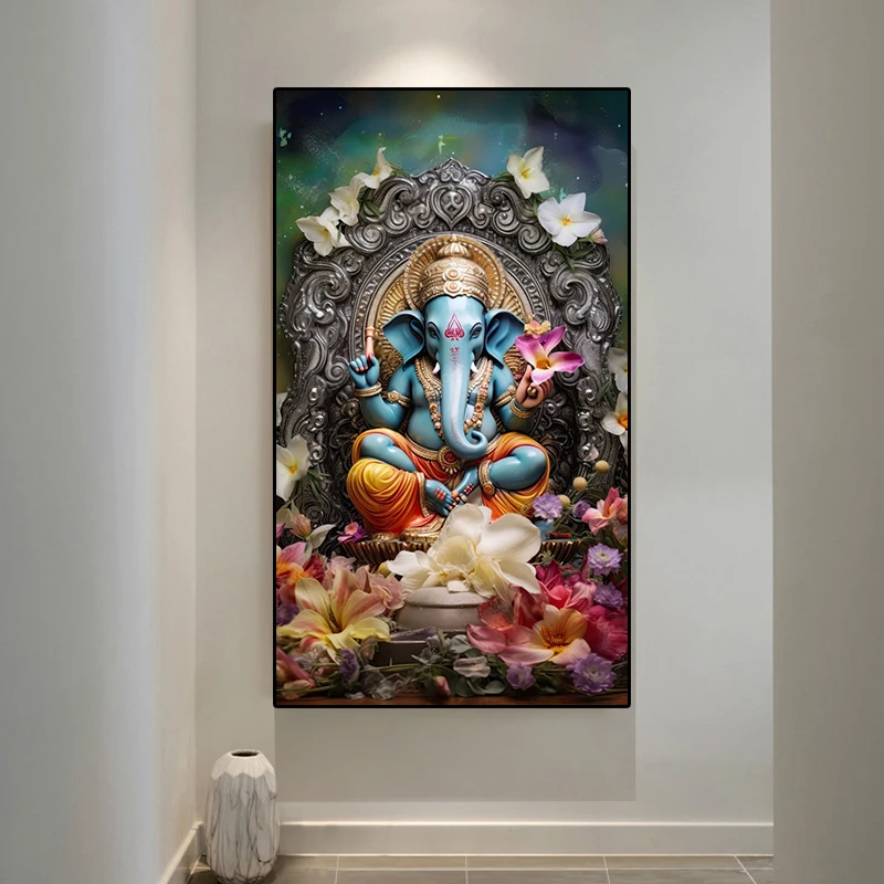Hinduism-Ganesha-Canvas-Painting-Religious-Elephant-God-Print-Poster ...