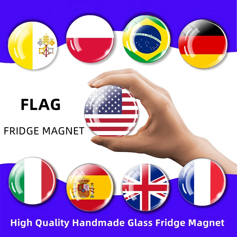 Flag-Fridge-Magnets-with-Glass-Crystal-Magnetic-Holder-Message-Folder ...